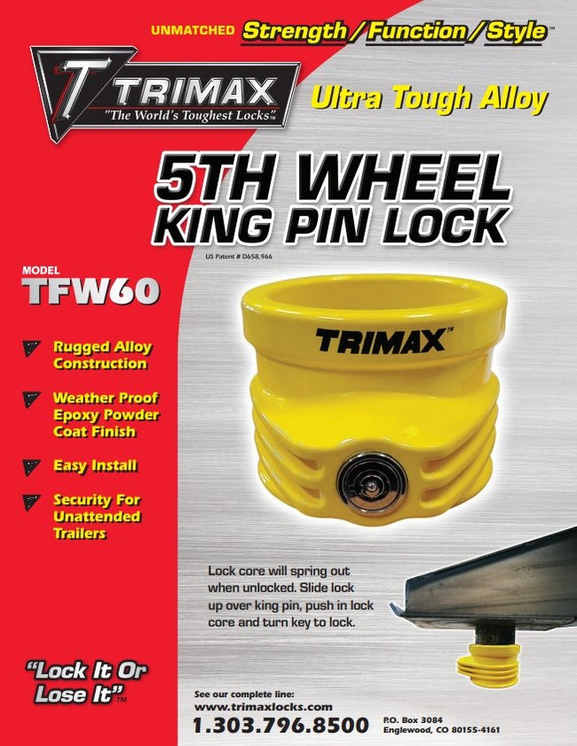 Trimax TFW60 5th Wheel King Pin Lock — RV Part Shop US