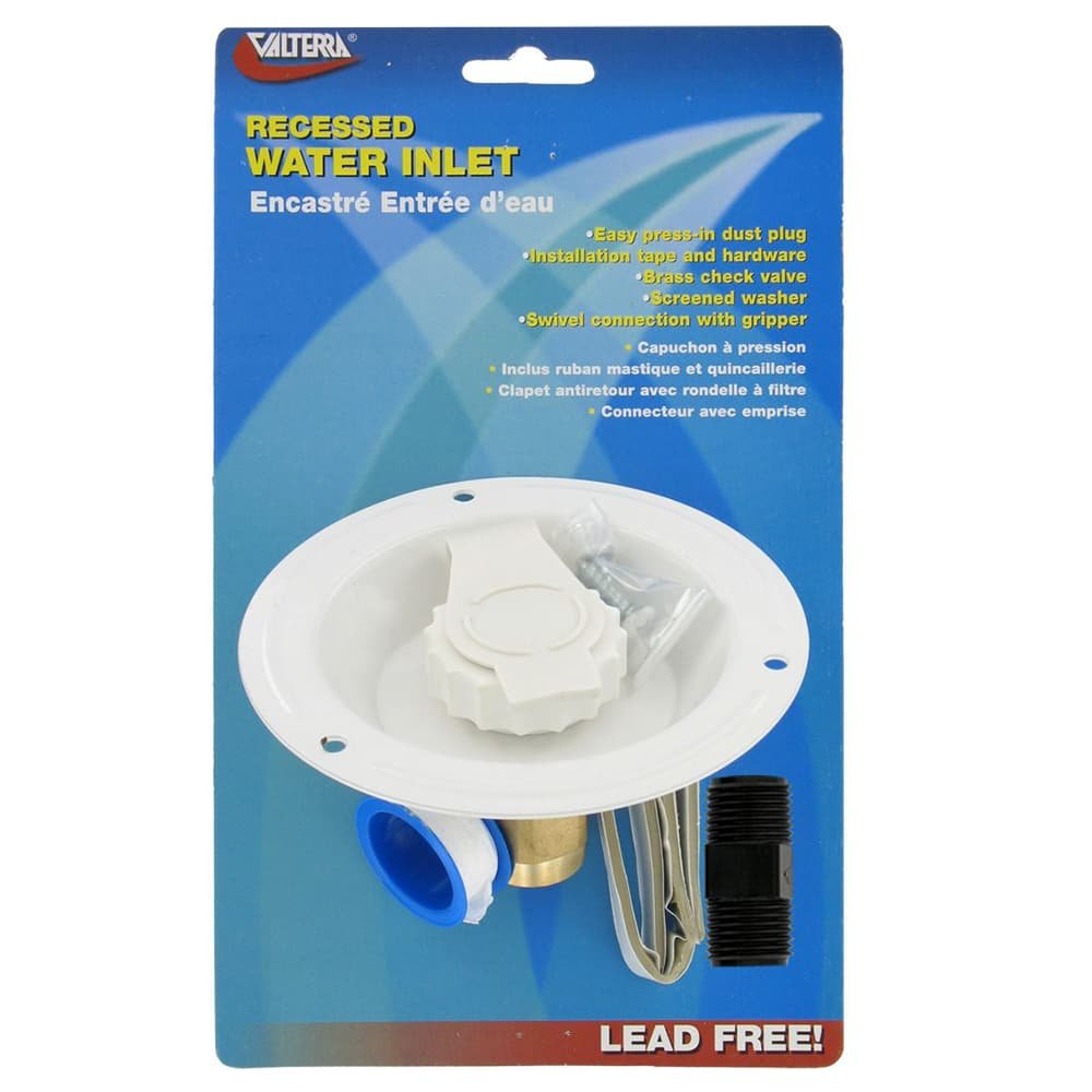 Buy Water Inlet Metal Recessed True White Valterra — RV Part Shop US